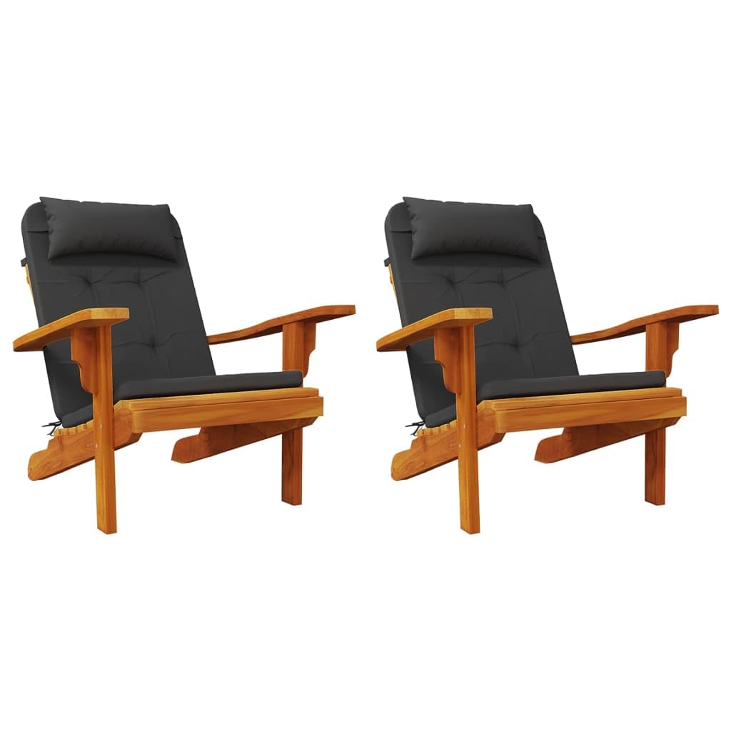CHARMMA Adirondack Chair Cushions 2 pcs Black Oxford Fabric, Decor