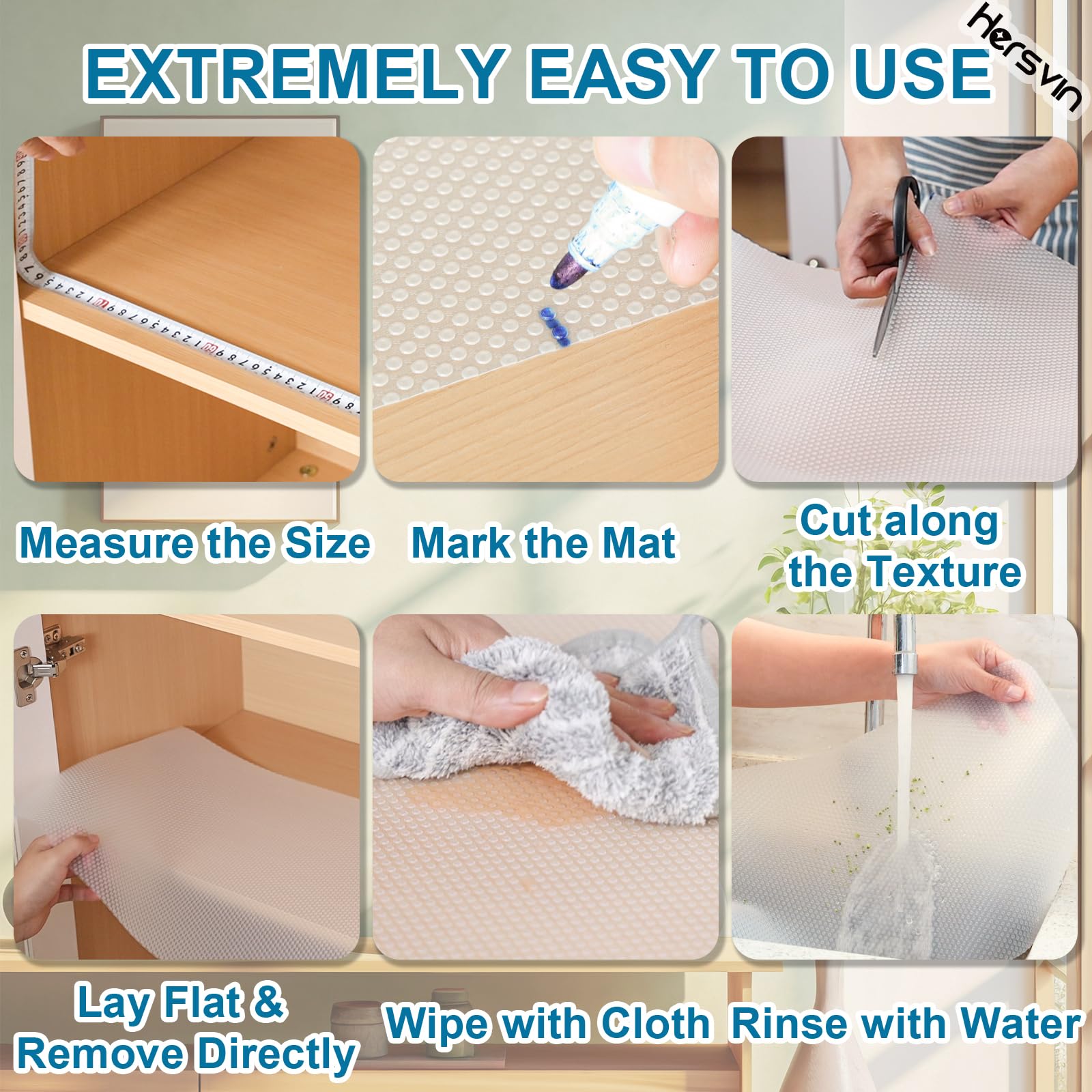 Hersvin Shelf Liner, 24" x20' Non-Adhesive Drawer Liners EVA Kitchen Cupboard Cabinet Covering Undersink Mat Washable Fridge Lining Paper for Home Office (Clear/Dot)