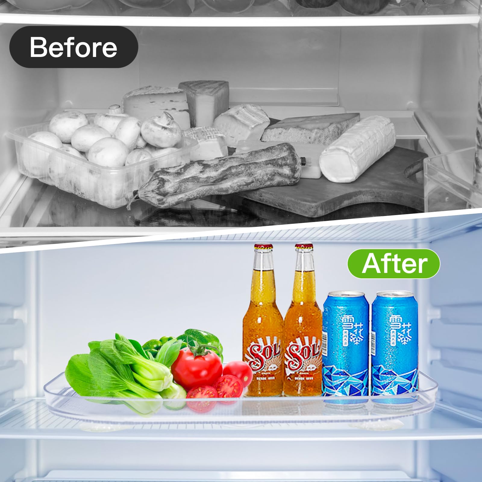 Refrigerator Lazy Turntable Organizer, 11.81'' Clear Rectangular Refrigerator Organizer, Square Lazy Turntable for Refrigerator Cabinets, Table, Pantries, Kitchen, Counterops, Pantry Organizer,