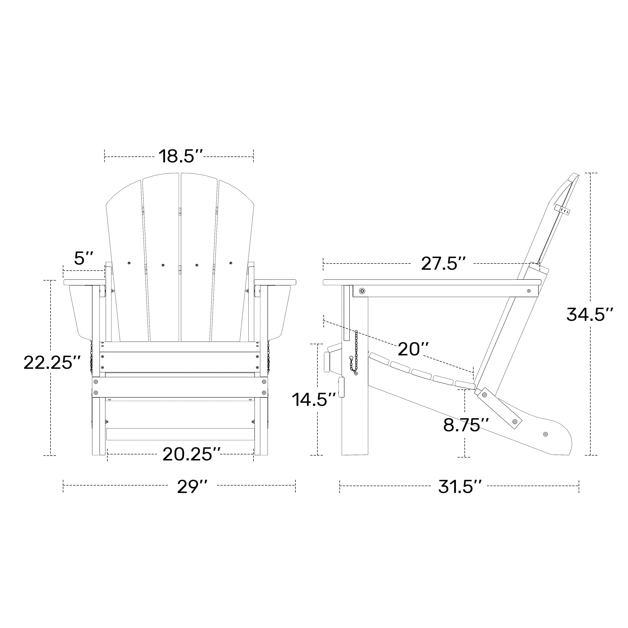 WO Home Furniture Adirondack Chair Lounger Outdoor Folding for Fire Pit, Beach, Balcony, Backyard, Lawn, Patio, Pool, Deck, Garden (Pacific Blue)