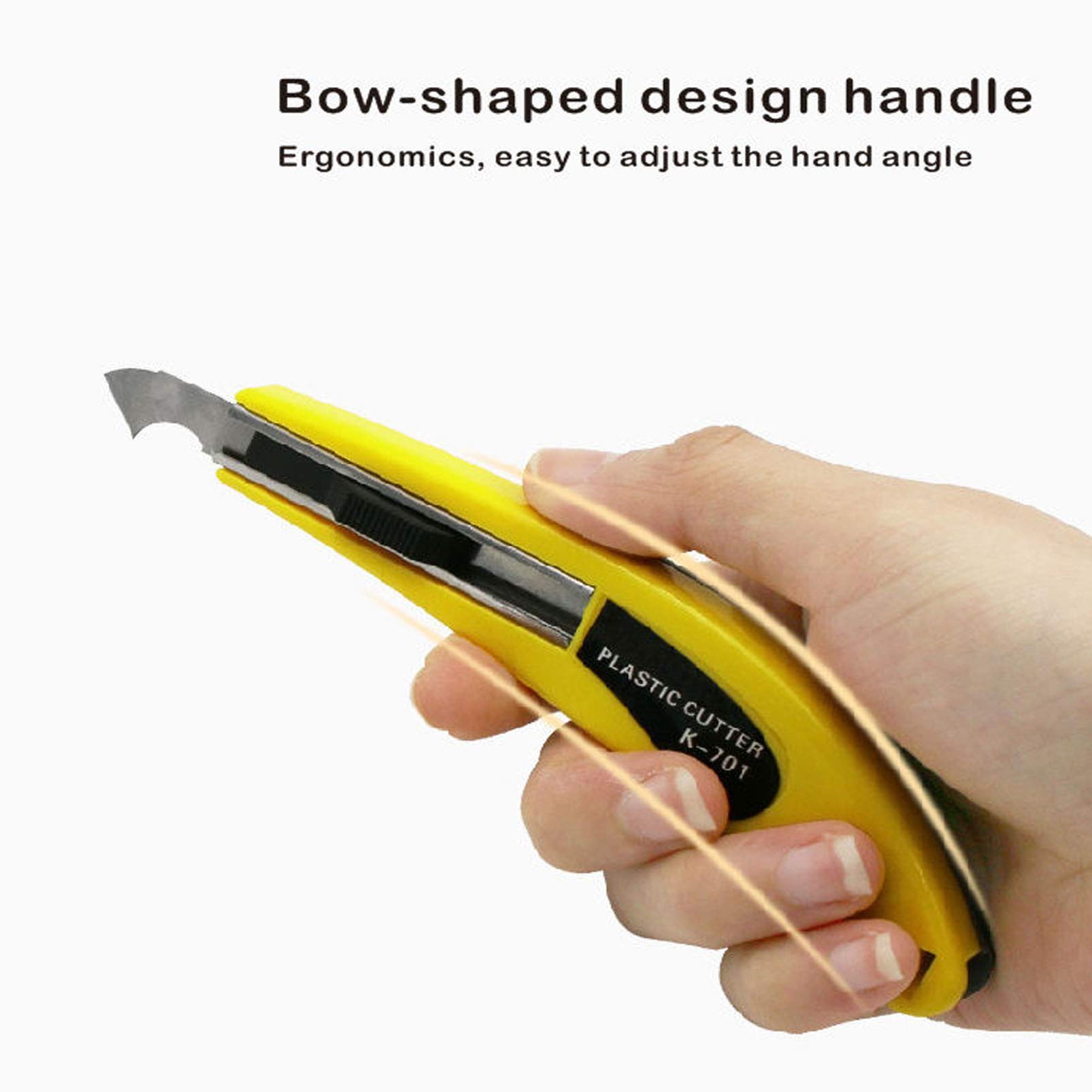 Acrylic Plexiglass Sheet Cutter Scoring Knife Tool,With a Curved Handle,It Is More Convenient To Use.One handle,11 blades.(Yellow)