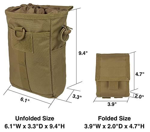 Tactical Military MOLLE Dump Pouch β Foldable Durable and Versatile Magazine Utility Waist Bag for Outdoor Enthusiasts, with 1 Flag Patch Included, Coyote Brown