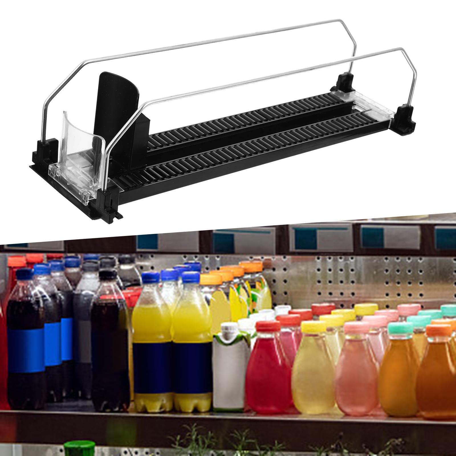 Drink Organizer Pusher Holder drink beverage Storage Reusable bottles kitchen Gadget Self Pushing Dispenser Can for Fridge Pantry Fittings, 300-310mm