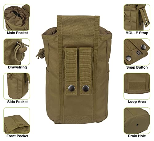 Tactical Military MOLLE Dump Pouch β Foldable Durable and Versatile Magazine Utility Waist Bag for Outdoor Enthusiasts, with 1 Flag Patch Included, Coyote Brown