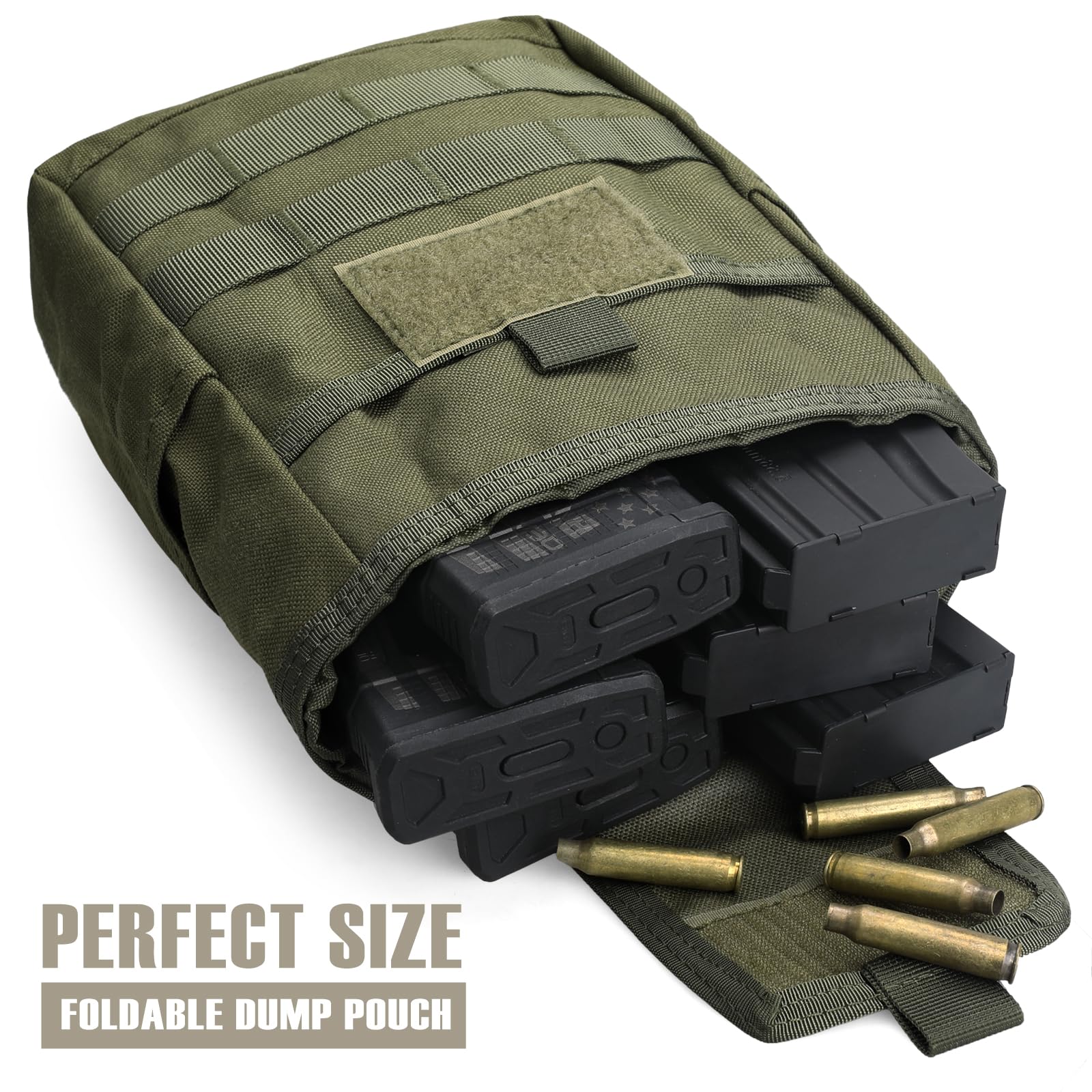 WYNEX Molle Dump Pouch, Tactical Dump Pouch Foldable Mag Dump Pouch Magazine Utility Roll Up Wiast Bag Drawstring for Belt Pack Accessories