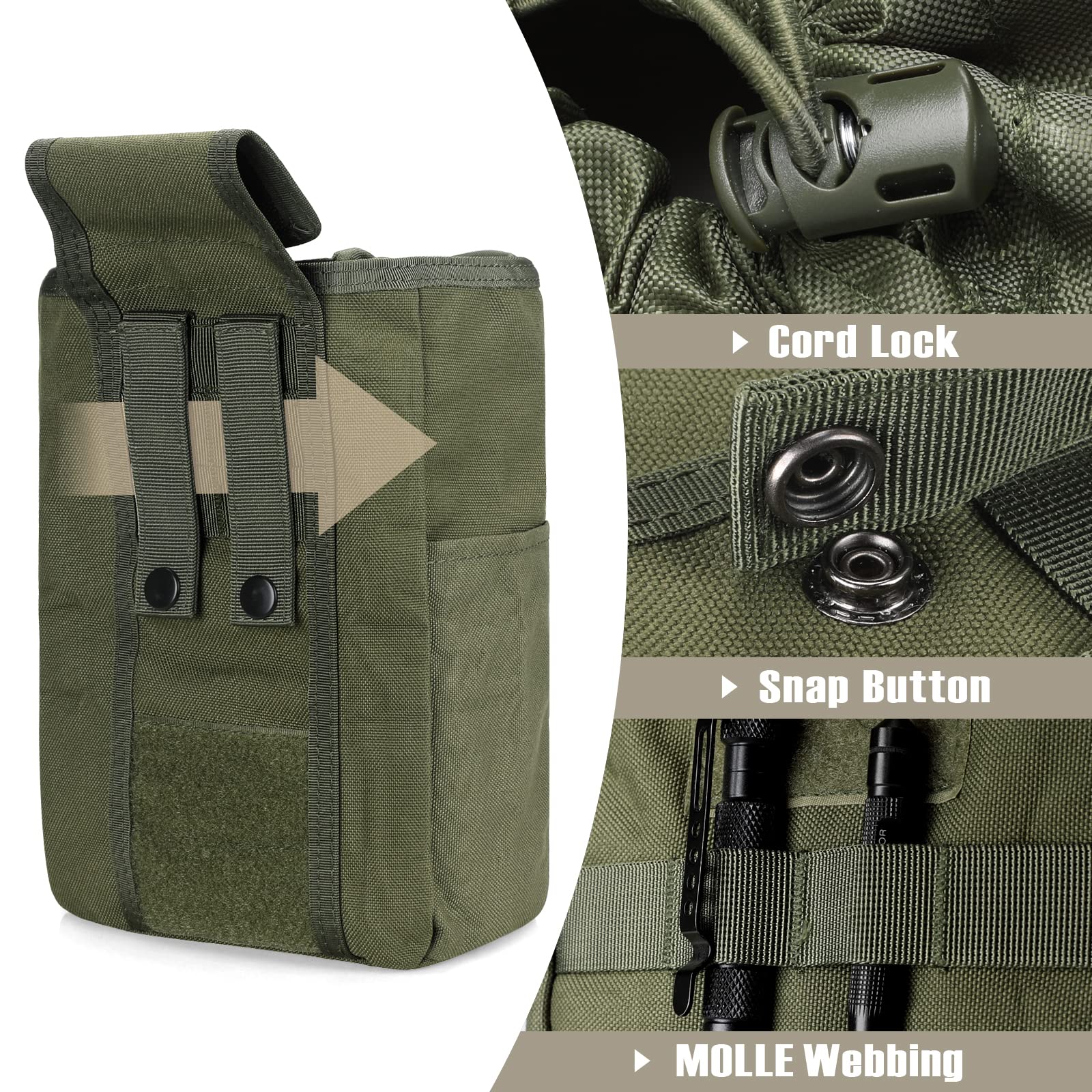 WYNEX Molle Dump Pouch, Tactical Dump Pouch Foldable Mag Dump Pouch Magazine Utility Roll Up Wiast Bag Drawstring for Belt Pack Accessories