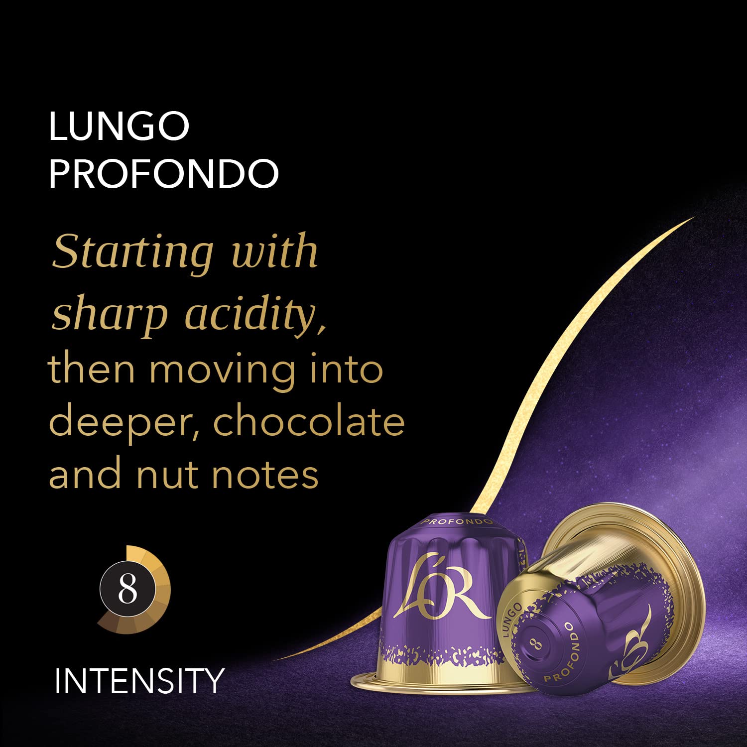 L'OR Espresso Capsules, 50 Count Profondo Lungo, Single-Serve Aluminum Coffee Capsules Compatible with the L'OR BARISTA System & *Nespresso Original Machines