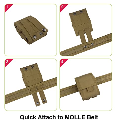 Tactical Military MOLLE Dump Pouch β Foldable Durable and Versatile Magazine Utility Waist Bag for Outdoor Enthusiasts, with 1 Flag Patch Included, Coyote Brown