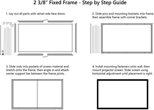 Silver Ticket Products STR Series 6 Piece Home Theater Fixed Frame 4K / 8K Ultra HD, HDTV, HDR & Active 3D Movie Projection Screen, 16:9 Format, 120" Diagonal, White Material STR-169120