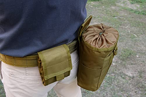 Tactical Military MOLLE Dump Pouch β Foldable Durable and Versatile Magazine Utility Waist Bag for Outdoor Enthusiasts, with 1 Flag Patch Included, Coyote Brown