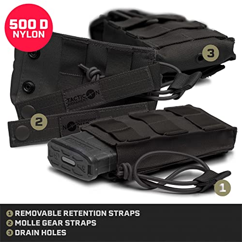 Tacticon R1 BattlePouch | Single Rifle Mag Pouch | Combat Veteran Owned Company | Molle Single Double Triple Rifle Magazine Holster for Ammo | Tactical Bag Accessories Holder (Black, 1 Rifle Mag)…