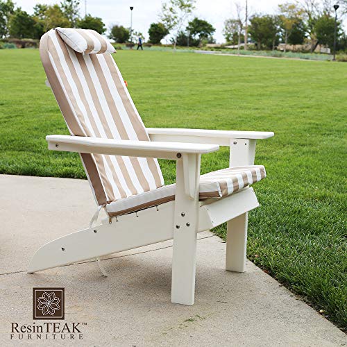 Resin TEAK Essential Adirondack Chair, All Weather Plastic Outdoor Chairs for Fire Pit, Campfire, Patio, Porch, Comfortable Seat for Long Relaxation, Up to 300 lb Capacity - White