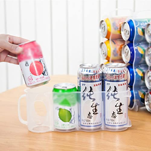 cenryusa 4-Compartment Portable Soda Can Organizer for Refrigerator Food-Grade Plastic Drink Can Dispenser Fridge Soda Can Holder for Home Kitchen Saving Space