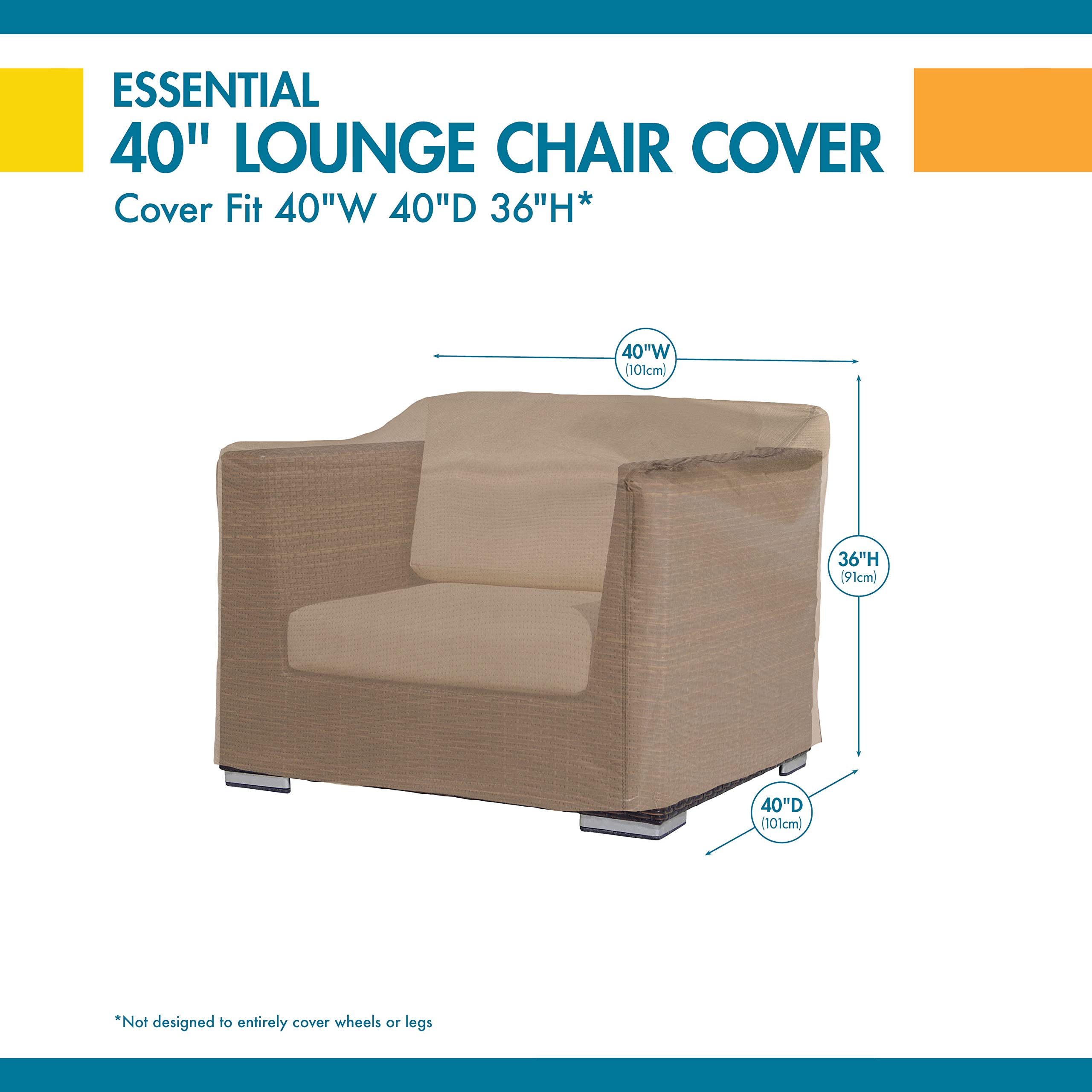 Duck Covers Essential Water-Resistant 40 Inch Patio Lounge Chair Cover, Patio Furniture Covers