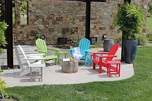Resin TEAK Essential Adirondack Chair, All Weather Plastic Outdoor Chairs for Fire Pit, Campfire, Patio, Porch, Comfortable Seat for Long Relaxation, Up to 300 lb Capacity - White