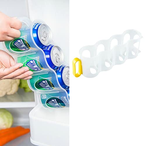 cenryusa 4-Compartment Portable Soda Can Organizer for Refrigerator Food-Grade Plastic Drink Can Dispenser Fridge Soda Can Holder for Home Kitchen Saving Space