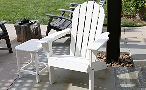 Resin TEAK Essential Adirondack Chair, All Weather Plastic Outdoor Chairs for Fire Pit, Campfire, Patio, Porch, Comfortable Seat for Long Relaxation, Up to 300 lb Capacity - White