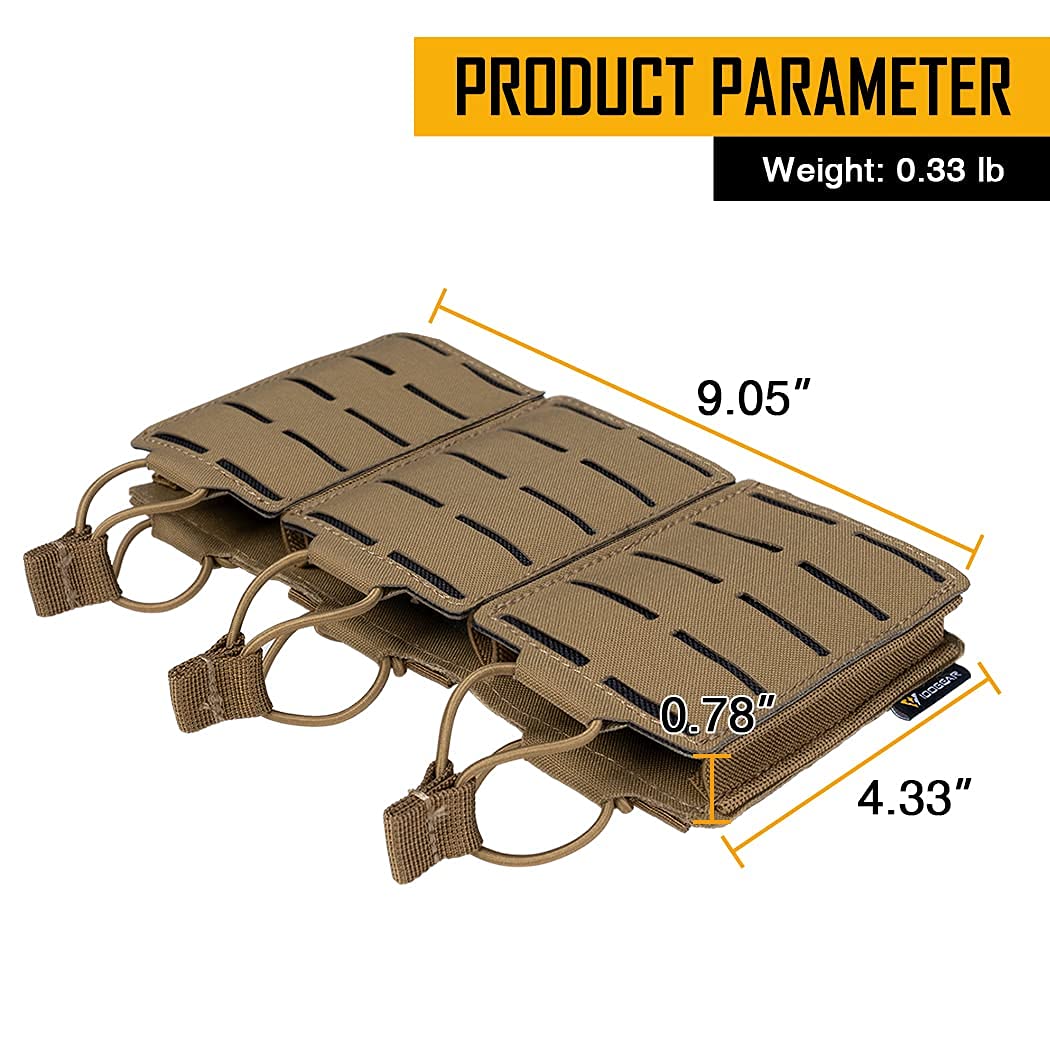 IDOGEAR Tactical Mag Pouch Open-Top Triple Molle Magazine Pouch for M4 M14 M16 AK AR-15 556 Rifle Magazines (Coyote Brown)