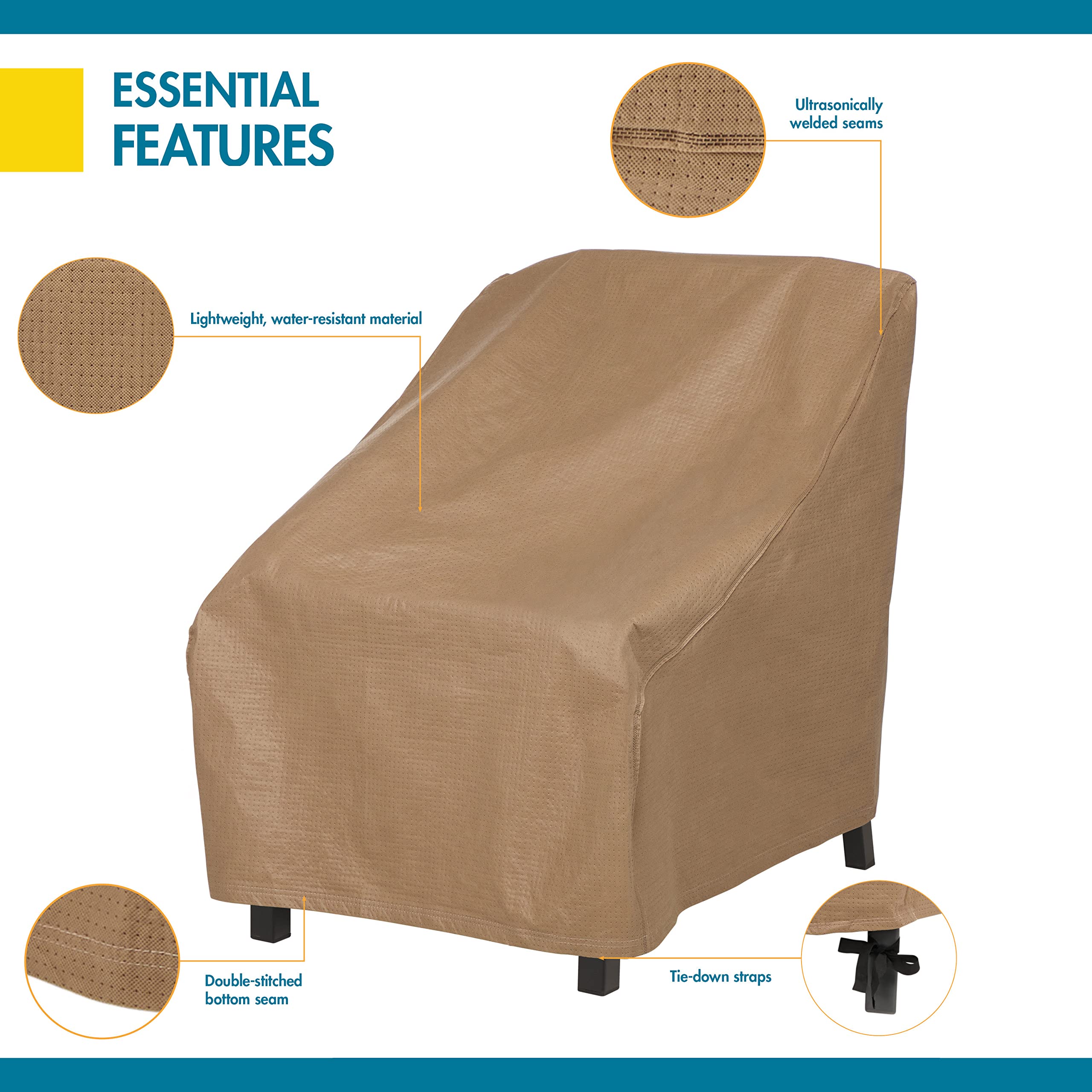 Duck Covers Essential Water-Resistant 40 Inch Patio Lounge Chair Cover, Patio Furniture Covers