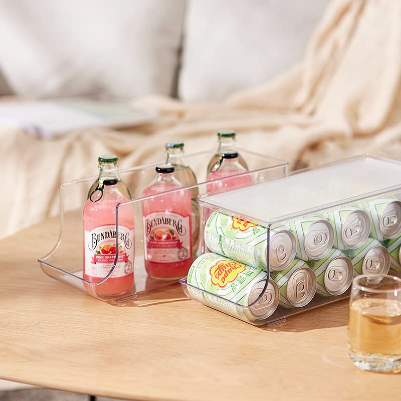 Soda Can Organizer for Refrigerator Stackable Can Holder Dispenser with Lid for Fridge, Pantry, Freezer – Fridge Can Organizer, Soda Fridge Organizer,Refrigerator Drink Organizer,BPA-Free,Clear Design