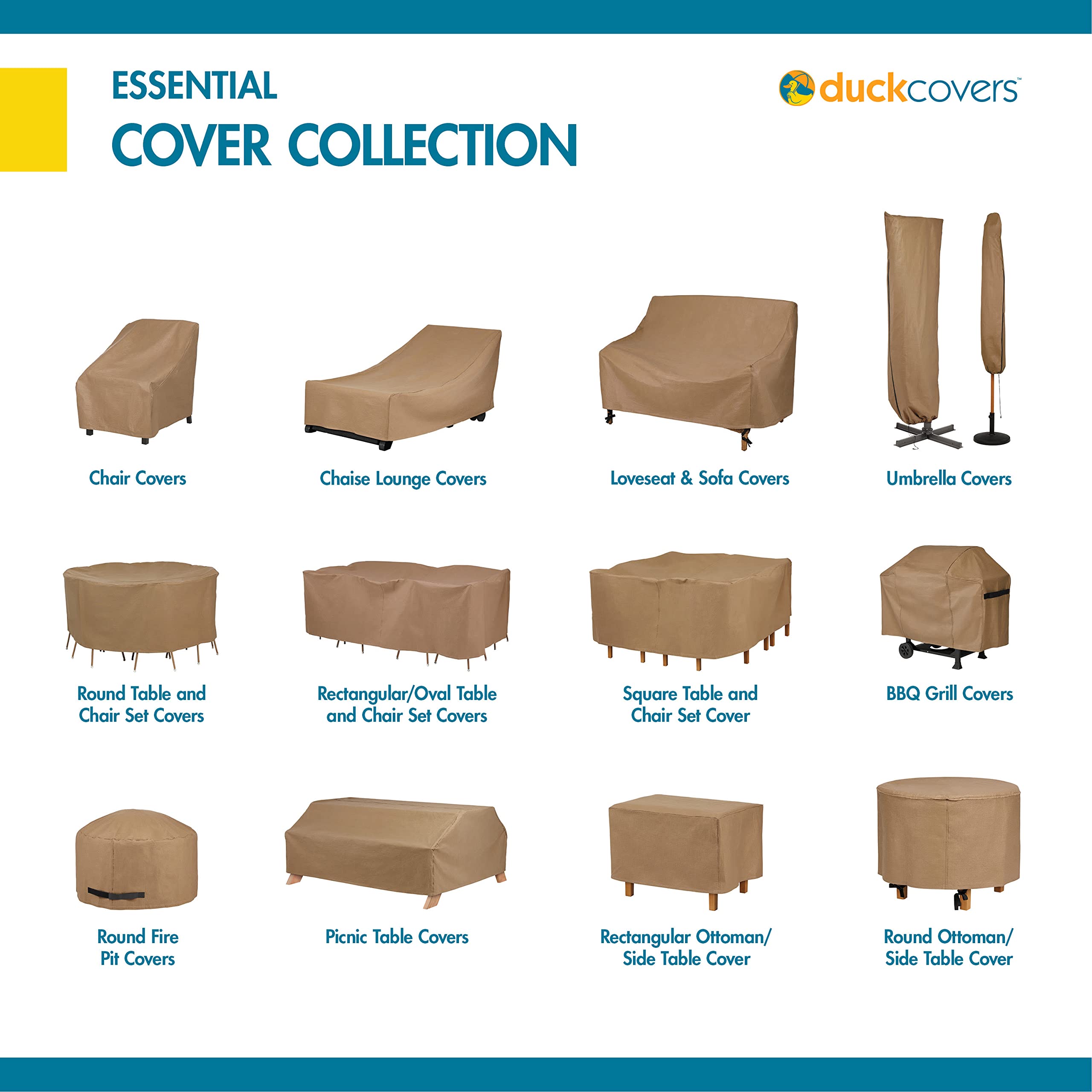 Duck Covers Essential Water-Resistant 40 Inch Patio Lounge Chair Cover, Patio Furniture Covers