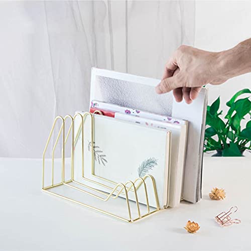 Decorative bookends Gold Bookend Desktop Desk Organizer Iron Book Holder Book Stand Office Supplies Desk Accessories Non-Skid Bookends Stand bookends