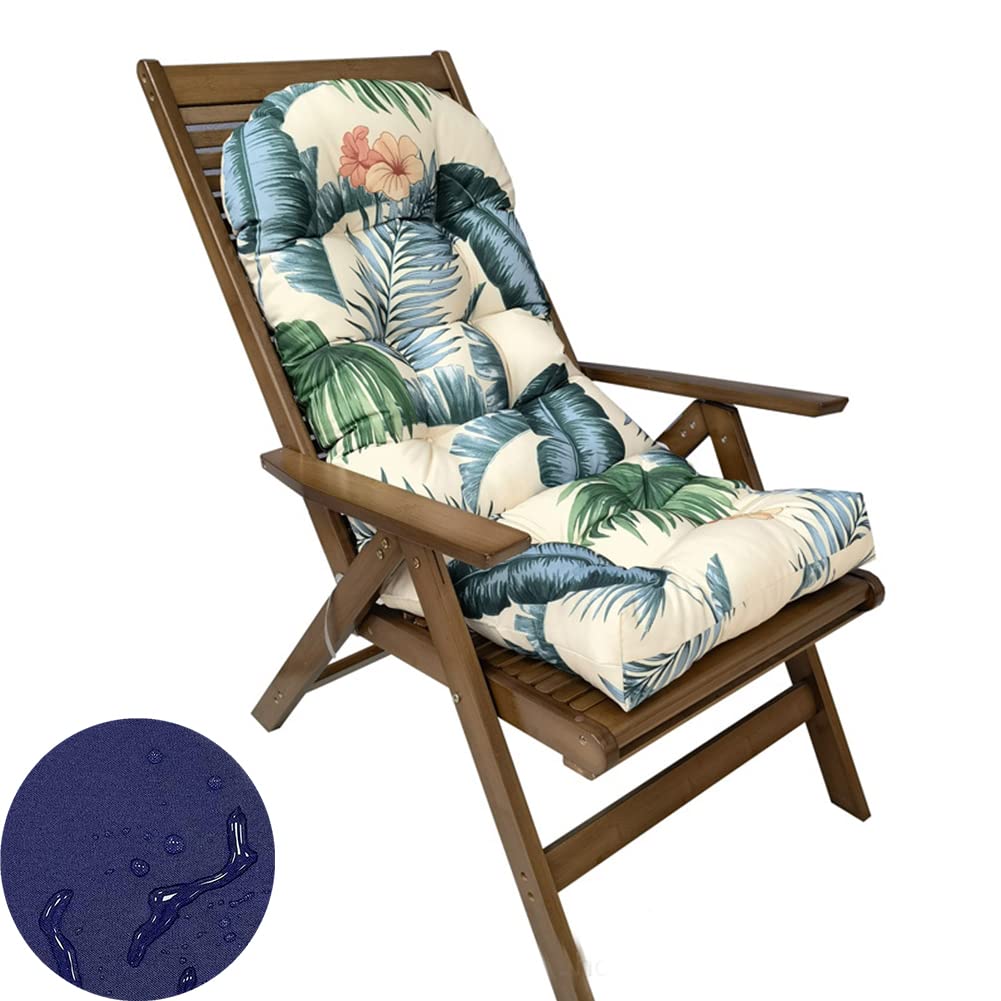 GPPSUNGD Waterproof Adirondack & Rocking Chair Cushion Indoor and Outdoor High Back Patio Cushions with Ties 43.3 X 19.7 Inch(Without Chair) (Hawaii Style, 1)