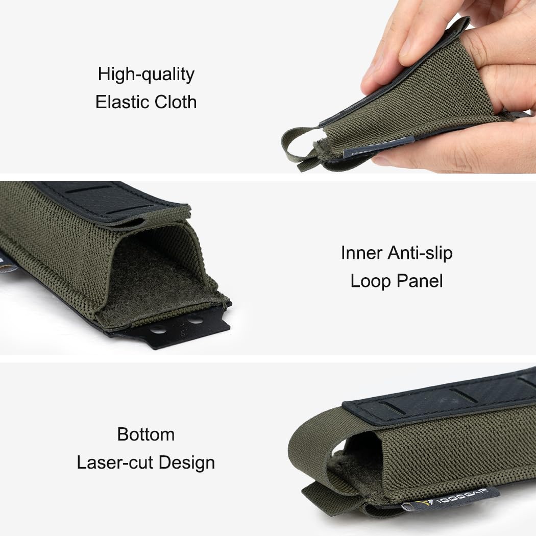 IDOGEAR Pistol Mag Pouch 9mm Magazine Pouches MOLLE Holder with Carbon Fiber Patterned PP Plate Construction Single Magazines Carrier(Ranger Green)