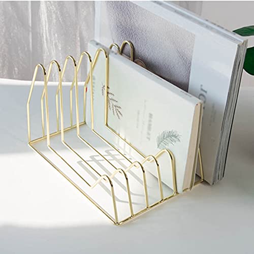 Decorative bookends Gold Bookend Desktop Desk Organizer Iron Book Holder Book Stand Office Supplies Desk Accessories Non-Skid Bookends Stand bookends