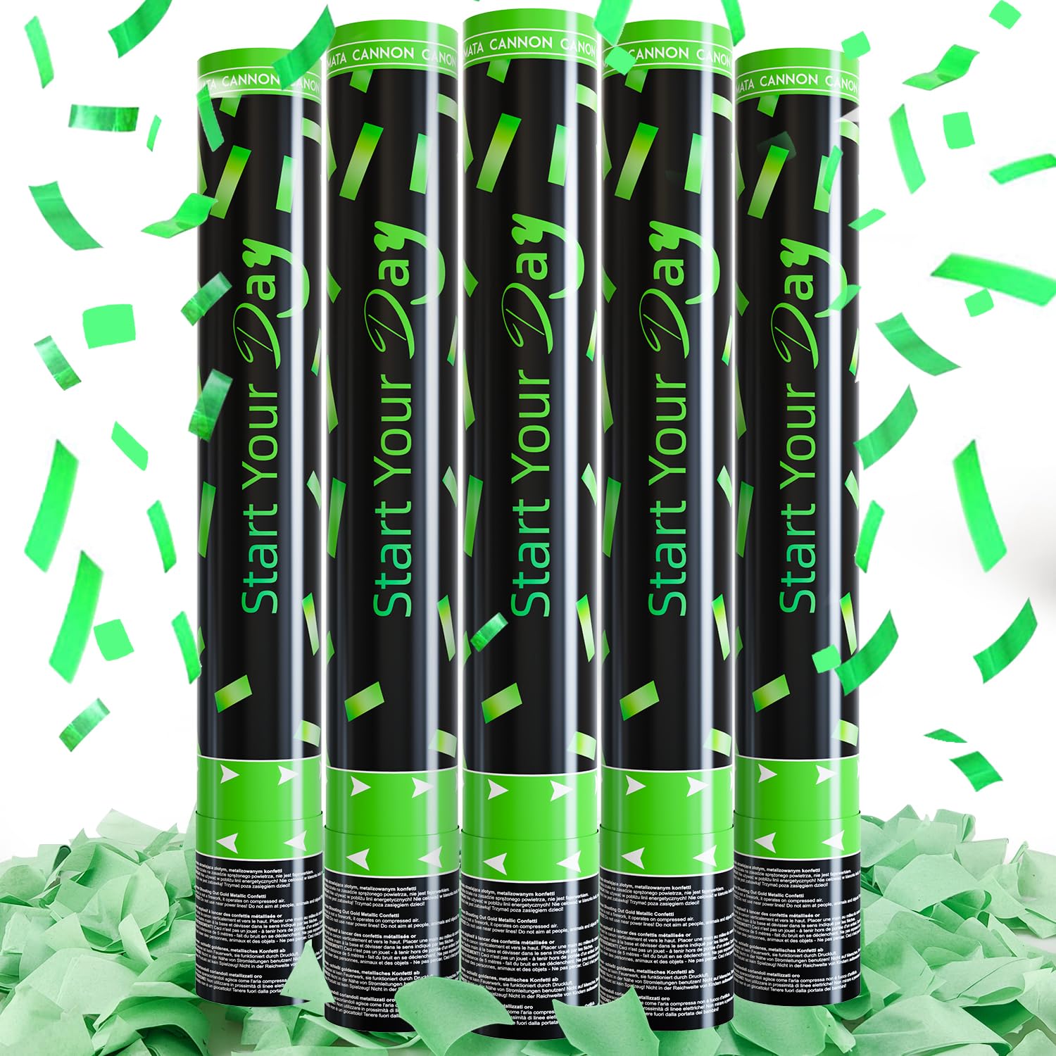 Confetti Cannons Confetti Poppers,15 Inch Biodegradable Party Poppers Confetti Shooters, WORKKEEP Green Confetti Pop for Birthday Wedding Celebration New Year Decorations Air Powered Confetti