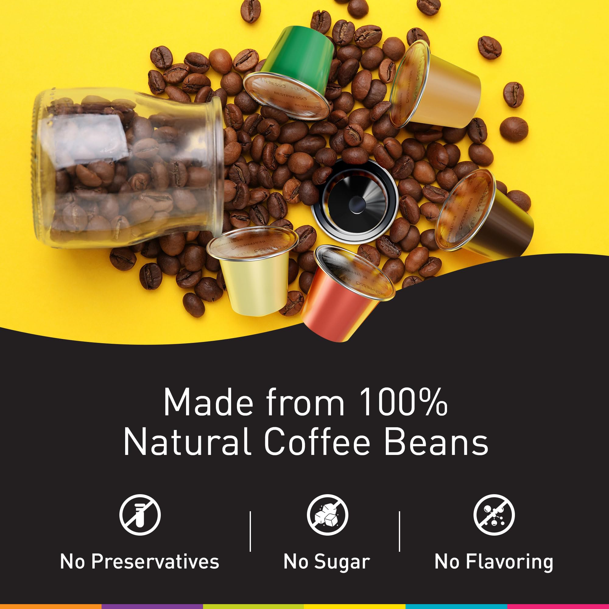 Bestpresso Coffee for Nespresso Original Machine 120 pods Certified Genuine Espresso Colombia Blend Pods Compatible with Nespresso Original 60 Days Satisfaction Guarantee