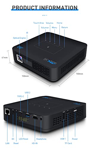 ZYZMH P15 Mini DLP Projector HDMI-Compatible Pocket Video Beamer Portable Android Home Theater Bluetooth 3D Proyector