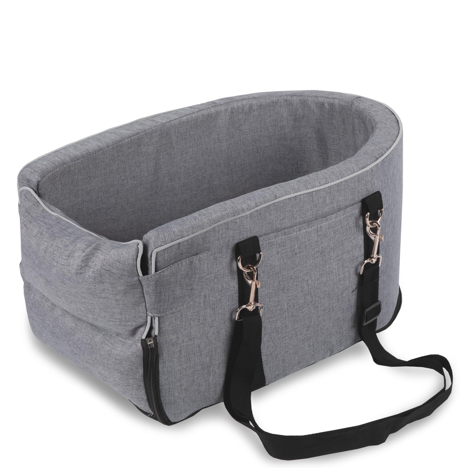 Prpeko Portable Dog & Cat Booster Seat - Center Console Car Armrest Seat for Puppy Under 13 lbs, Interactive Grey