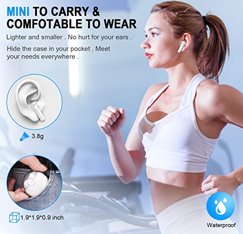 MAXROCK True Wireless Earbuds,TWS Bluetooth Headphones Stereo Powerful Sound TWS Earphones,30H Playtime,Sweat Proof Dual Bluetooth 5.2 Headset with Built-in Mic for Sports,Transparency Black (White)