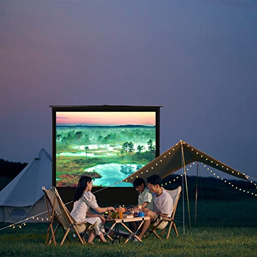 lesolar 84 Inch Manual Pull up Projector Screen 4:3 4K HD Floor Standing Projector Screens Portable and Retractable Video Projection Screen Movie Screens for Indoor Outdoor Home Hotel School Office