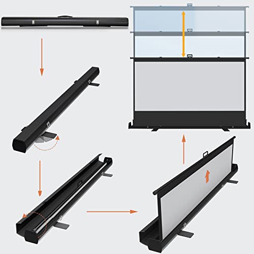 lesolar 84 Inch Manual Pull up Projector Screen 4:3 4K HD Floor Standing Projector Screens Portable and Retractable Video Projection Screen Movie Screens for Indoor Outdoor Home Hotel School Office