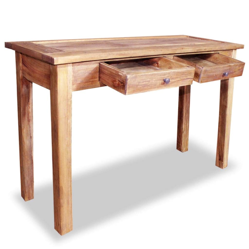 CUSON Console Table Vintage | Rustic Sofa Table with 2 Drawers | Wooden Retro Entryway Table for Hallway, Entryway, Living Room | Brown Solid Reclaimed Wood 48.4" x 16.5" x 29.5"