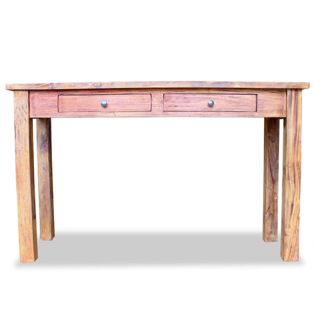 CUSON Console Table Vintage | Rustic Sofa Table with 2 Drawers | Wooden Retro Entryway Table for Hallway, Entryway, Living Room | Brown Solid Reclaimed Wood 48.4" x 16.5" x 29.5"