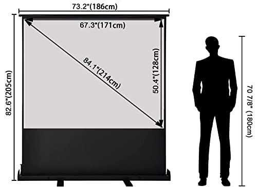 lesolar 84 Inch Manual Pull up Projector Screen 4:3 4K HD Floor Standing Projector Screens Portable and Retractable Video Projection Screen Movie Screens for Indoor Outdoor Home Hotel School Office