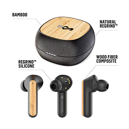 House of Marley Redemption ANC: Noise Cancelling True Wireless Earbuds with Microphone, Bluetooth Connectivity, 20 Hours Total Playtime, and Sustainable Materials, Signature Black