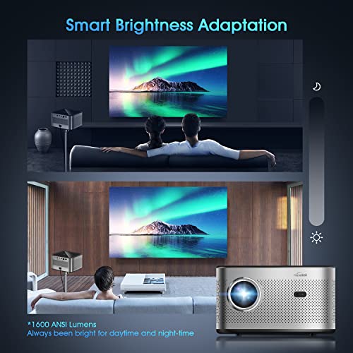 Projector with WiFi and Bluetooth,Hasatek 1600 ANSI Lumens Projector 4k Supported Video Projector, Android TV,Auto Focus,Electronic Keystone Correction,Full HD 1080P Home Theater Movie Projector
