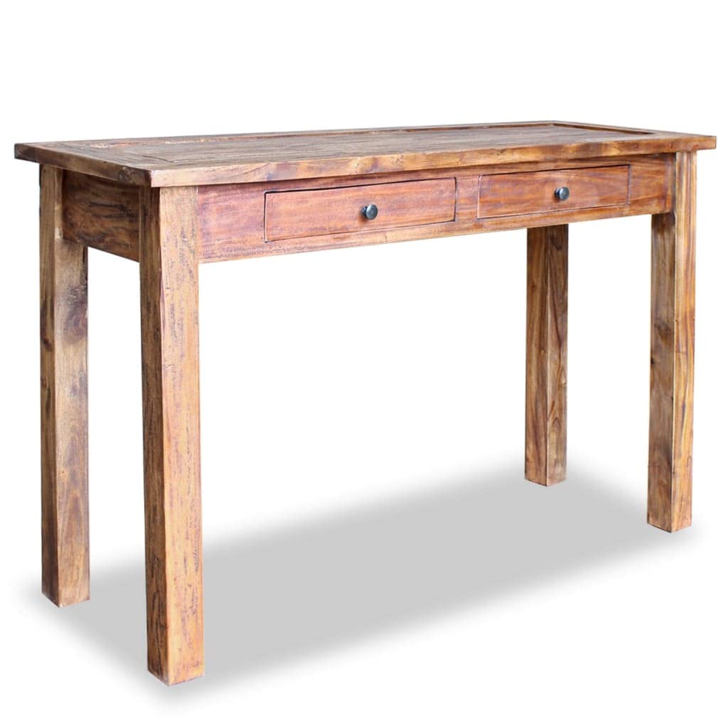 CUSON Console Table Vintage | Rustic Sofa Table with 2 Drawers | Wooden Retro Entryway Table for Hallway, Entryway, Living Room | Brown Solid Reclaimed Wood 48.4" x 16.5" x 29.5"