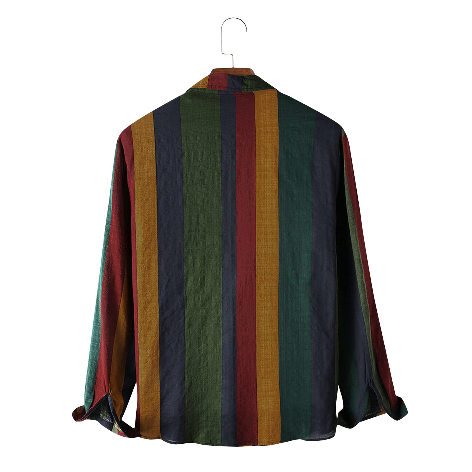 Striped Shirt for Men Vintage Button Up Long Sleeve Casual Dress Shirts Regular Fit Big and Tall Retro Cotton T-Shirts
