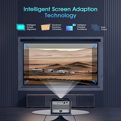 Projector with WiFi and Bluetooth,Hasatek 1600 ANSI Lumens Projector 4k Supported Video Projector, Android TV,Auto Focus,Electronic Keystone Correction,Full HD 1080P Home Theater Movie Projector