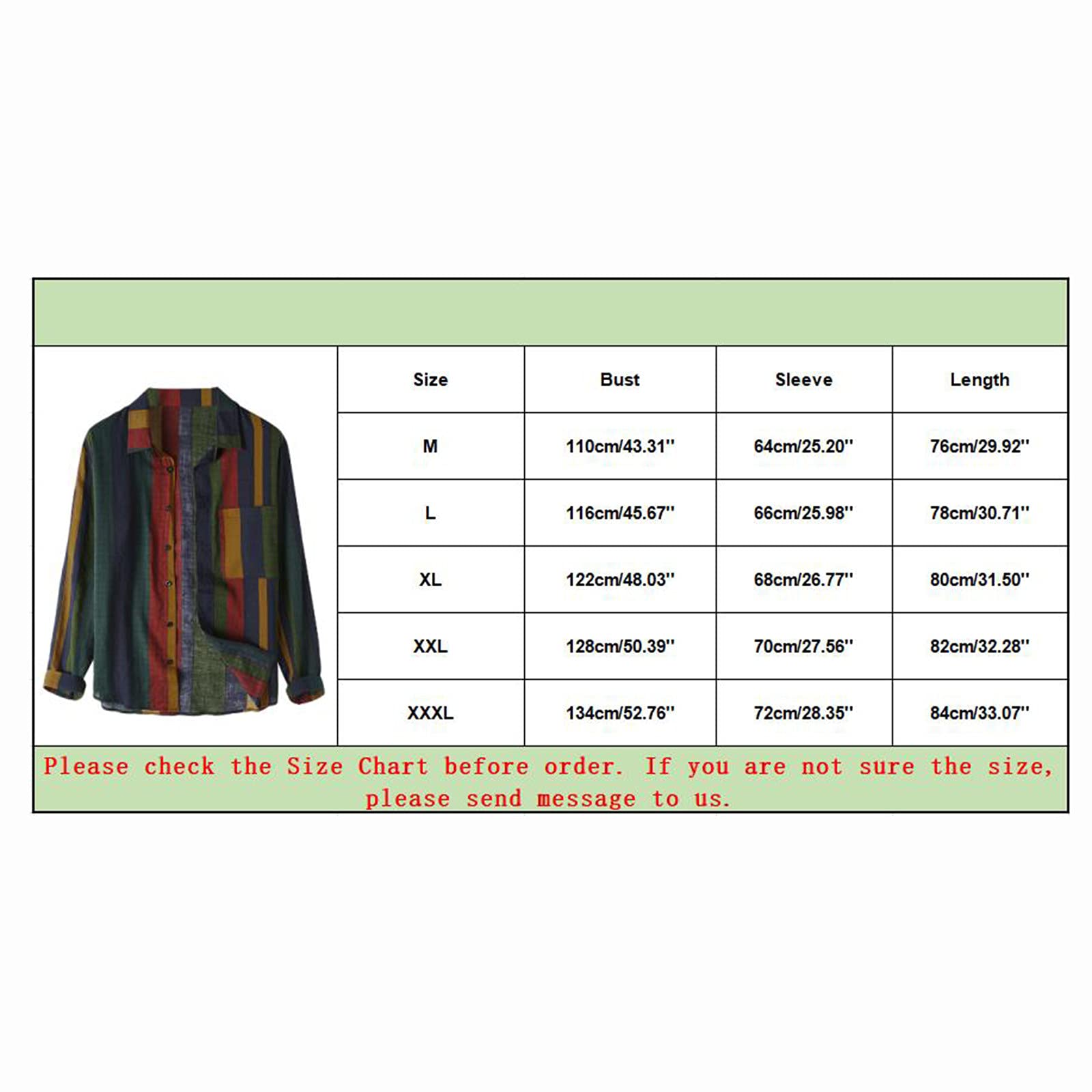 Striped Shirt for Men Vintage Button Up Long Sleeve Casual Dress Shirts Regular Fit Big and Tall Retro Cotton T-Shirts