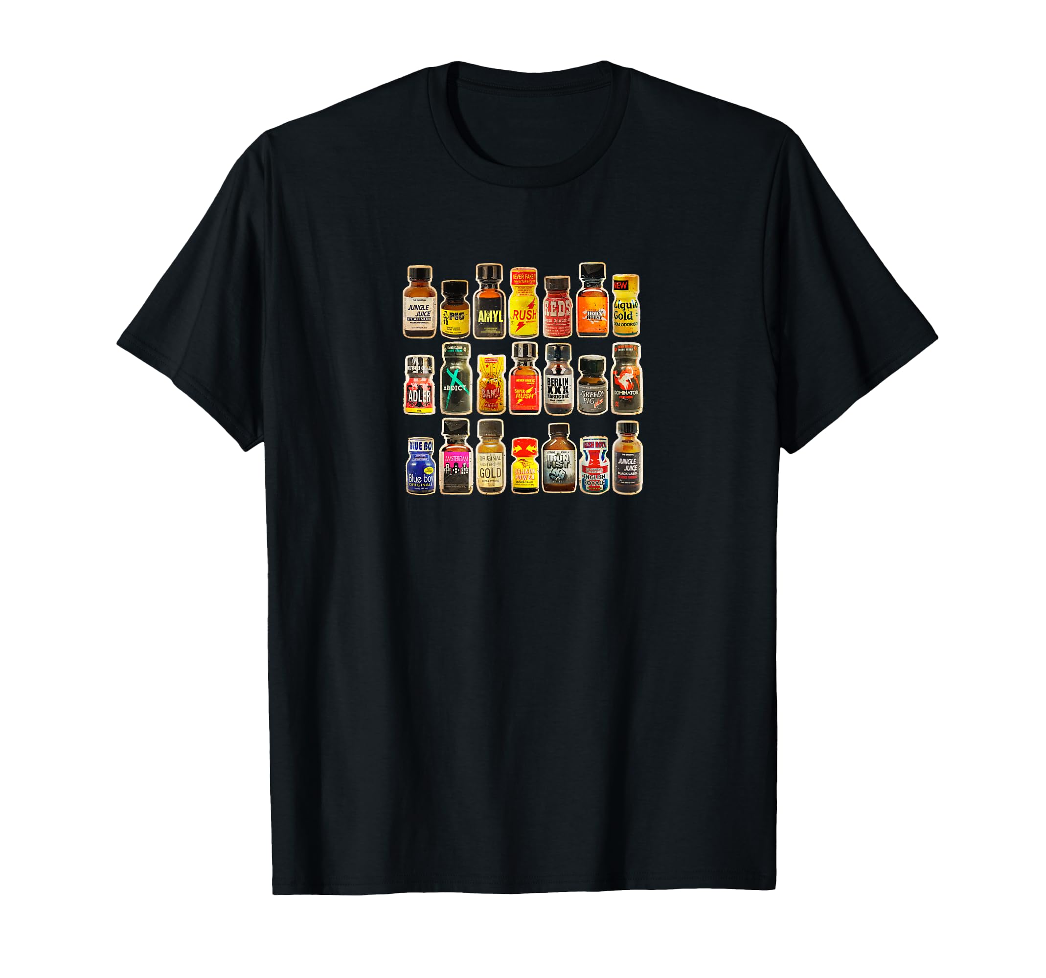 Poppers Bottles Vintage Gay Rush Jungle Juice Amyl Inhaler T-Shirt