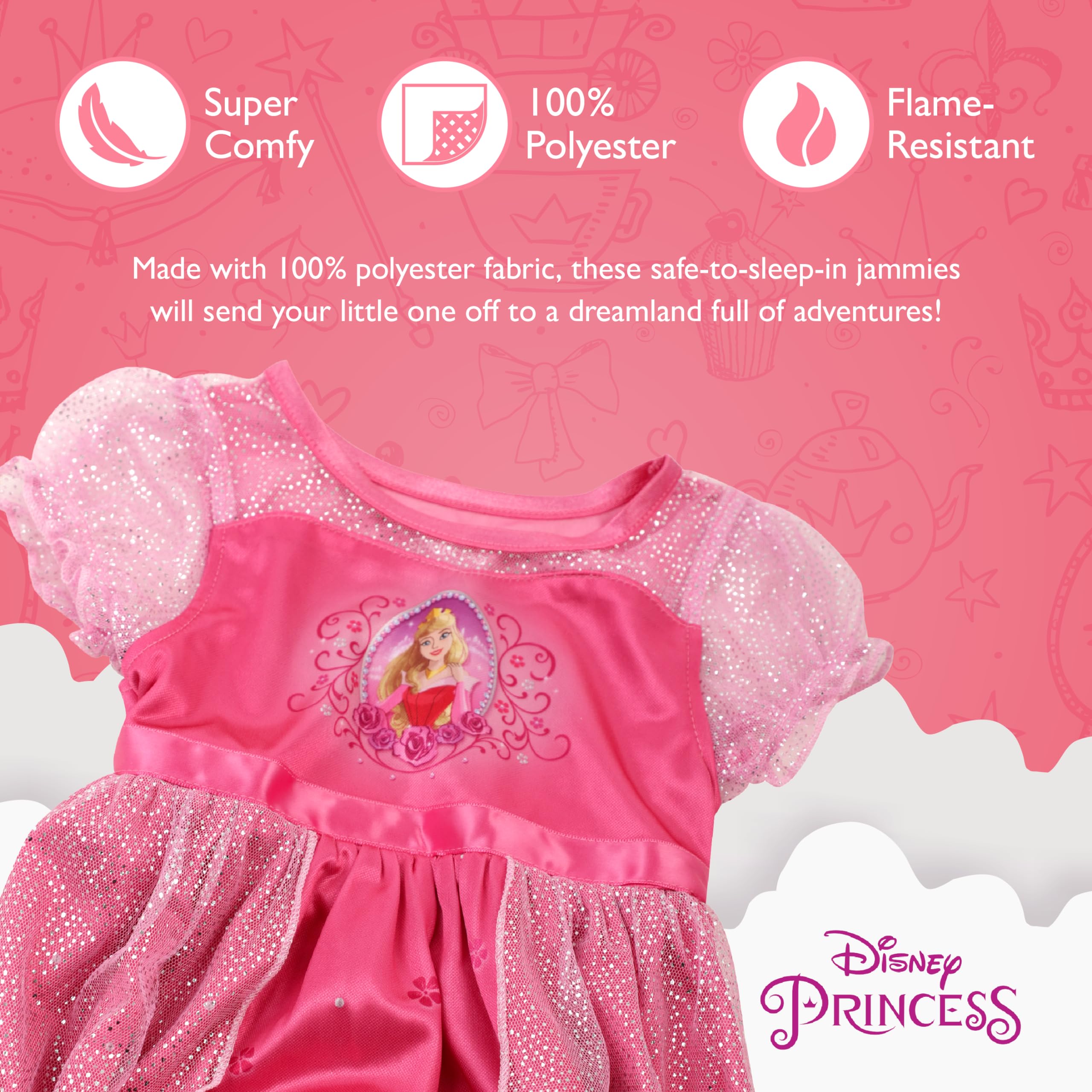 Disney Girls' Princess Fantasy Gown Nightgown, AURORA, 6
