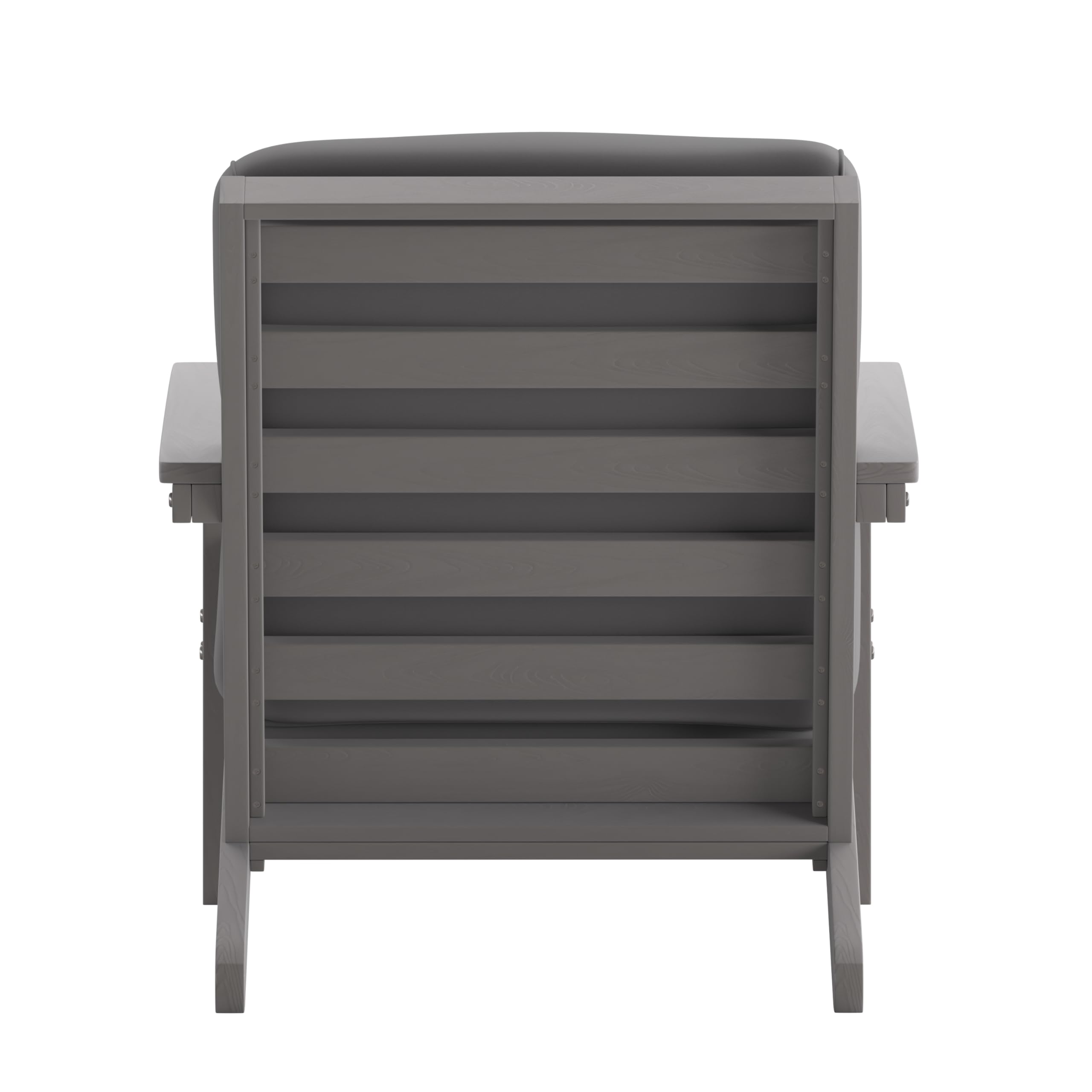 EMMA + OLIVER Hammond All-Weather Adirondack Style Chair - Gray Finish Polyresin Frame - Gray Cushions - Deep Seat - 300 lbs. Static Weight Per Seat