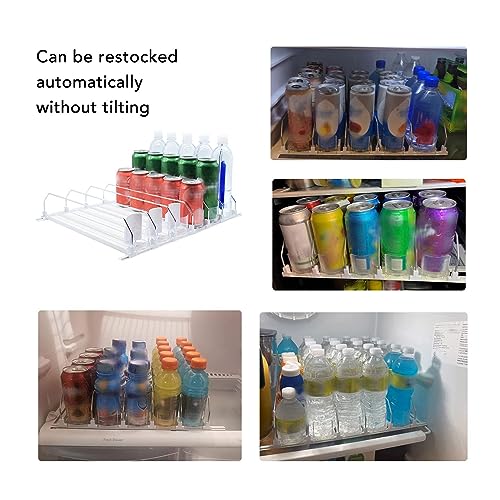 Refrigerator Soda Can Organizer, Width Strong Bearing Capacity White Drink Automatic Pusher Glide ABS for Home (38cm)