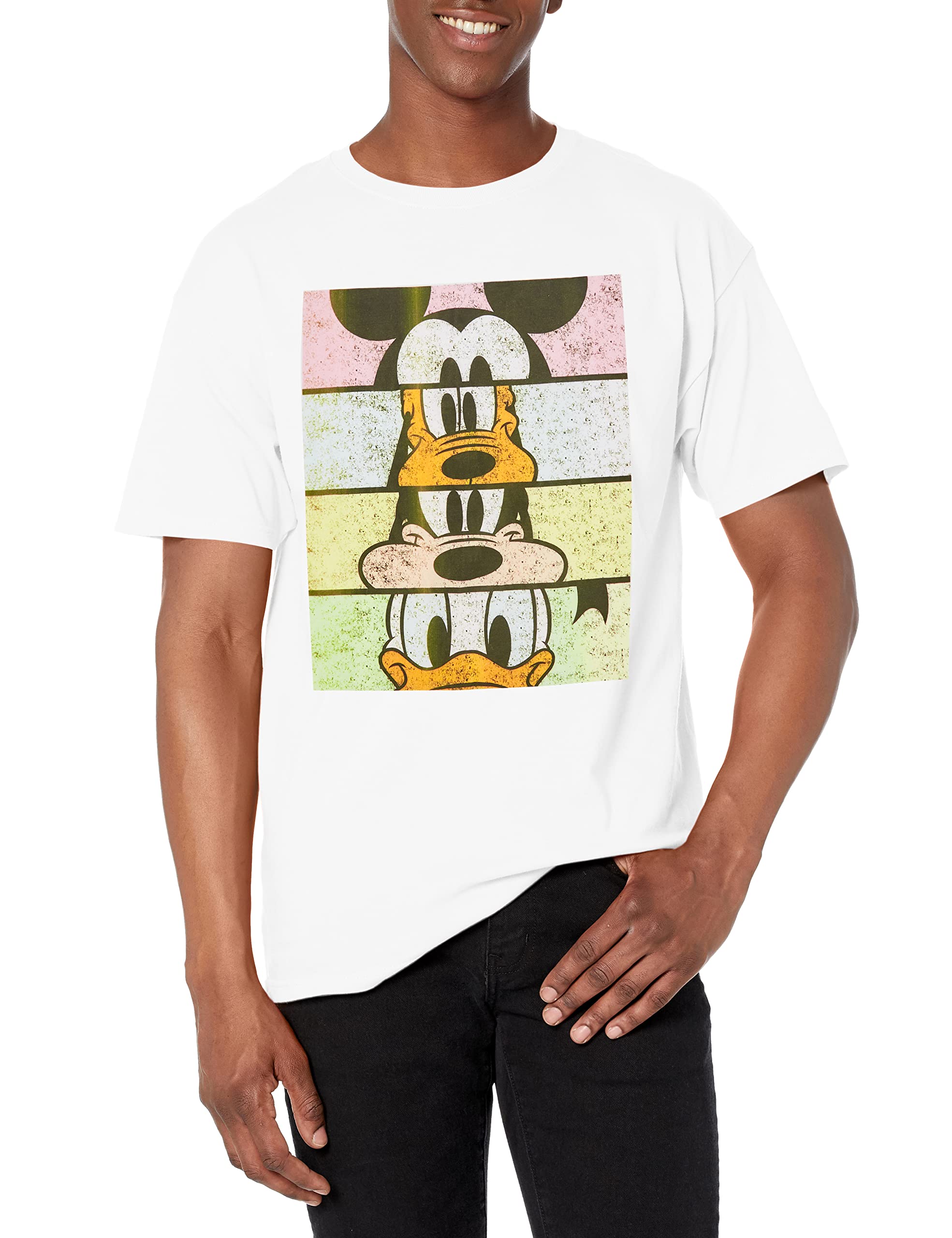 Disney Men's Characters Crew Crop T-Shirt, White, X-Large